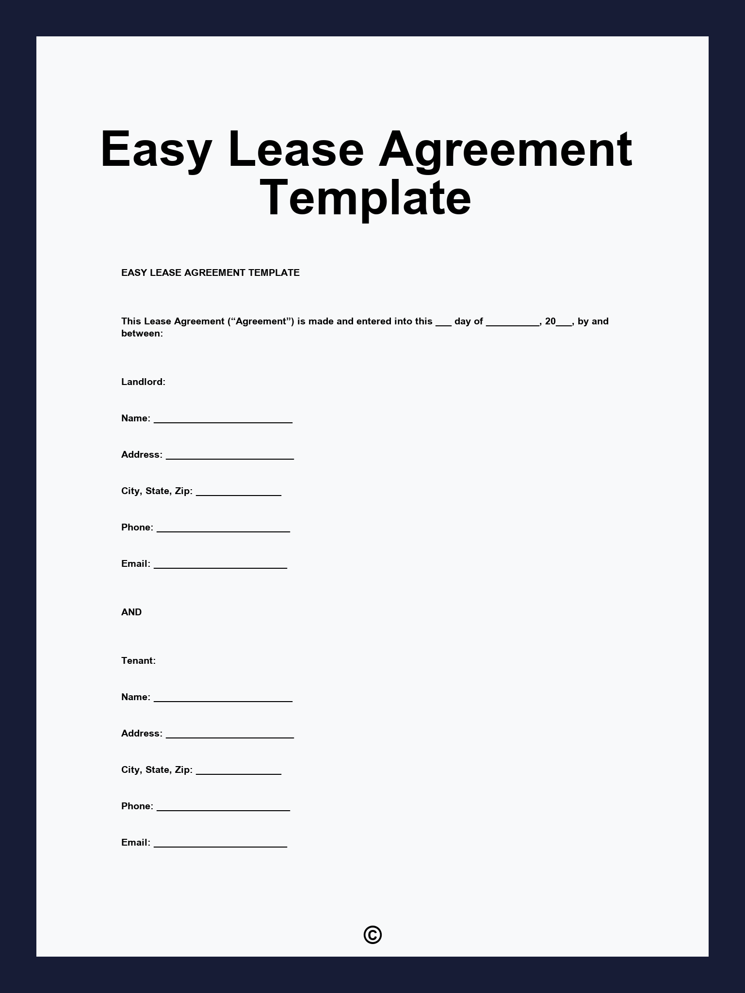 Easy Lease Agreement Template