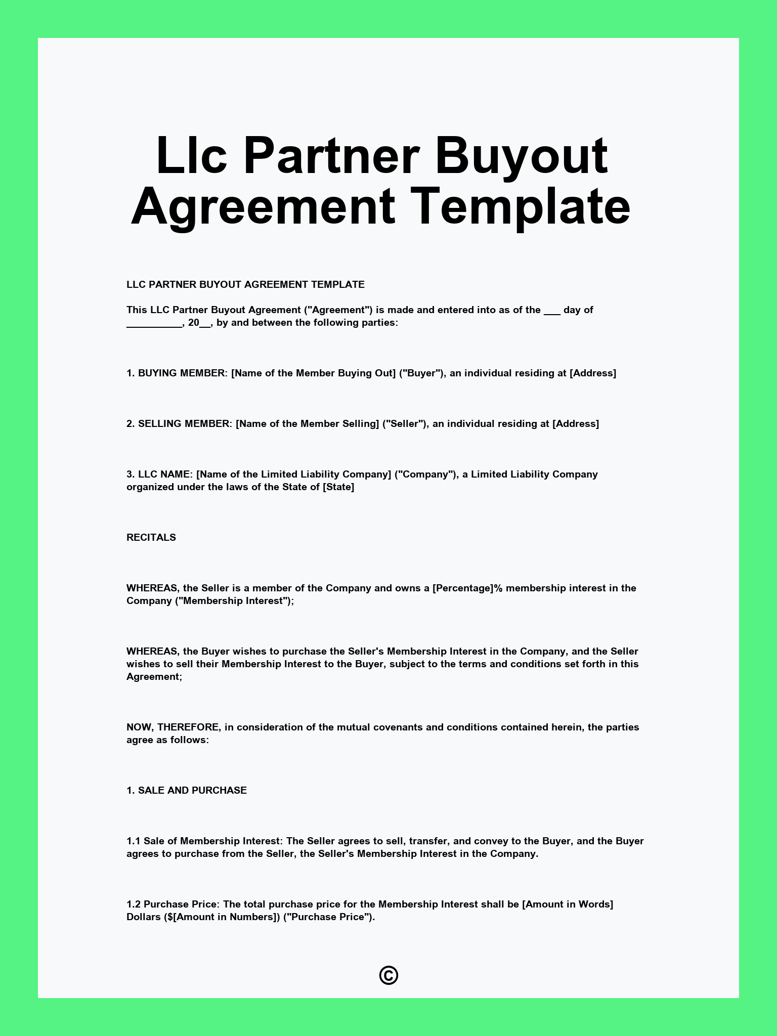 Llc Partner Buyout Agreement Template