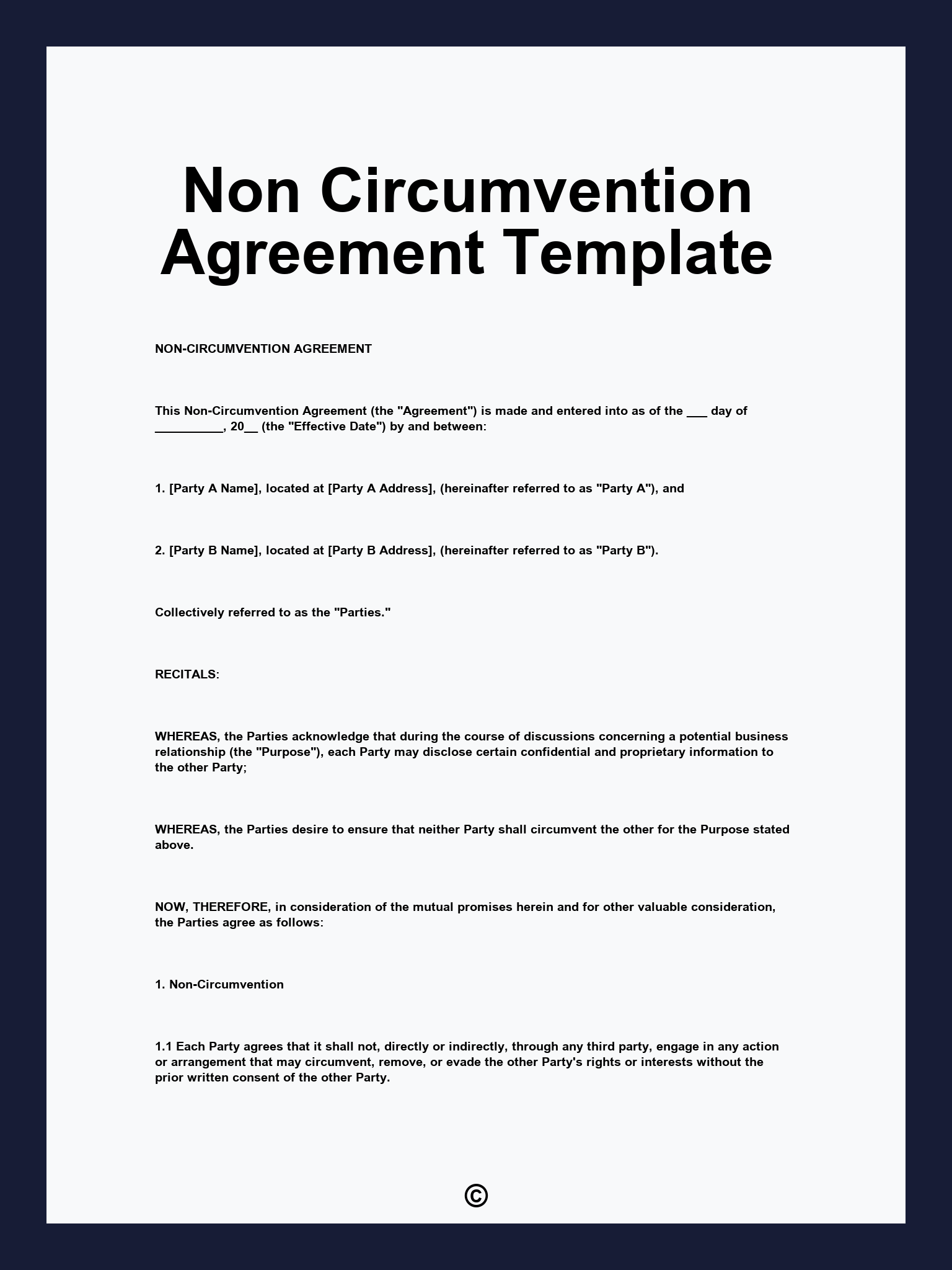 Non Circumvention Agreement Template